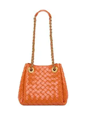 Bottega Veneta Small Intrecciato Leather Parachute Shoulder Bag - Burned Orange/brass