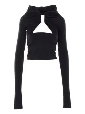 Rick Owens Jersey Ls Prong Top - Black