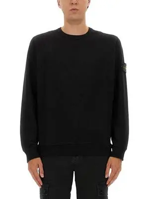 Stone Island Organic Cotton Regular Fit Sweatshirt - Black