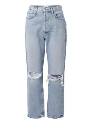 AGOLDE 90s Distressed Mid-rise Straight-leg Jeans - Blue