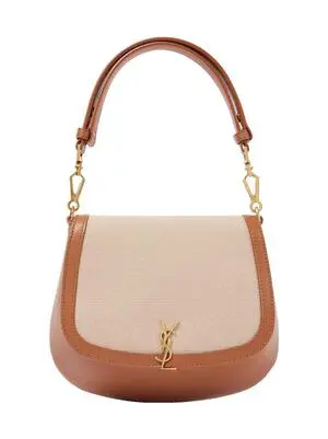 Saint Laurent Voltaire Leather And Canvas Shoulder Bag Brown