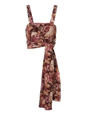 Chloé Floral Crepe De Chine Crop Top - Pink
