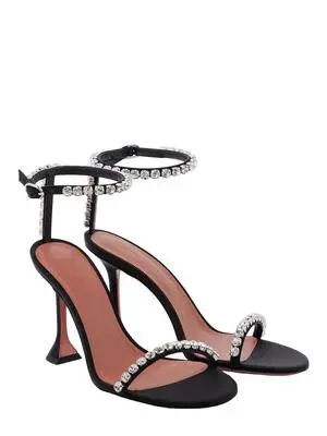 Amina Muaddi Gigi 95 Embellished Satin Sandals - Black