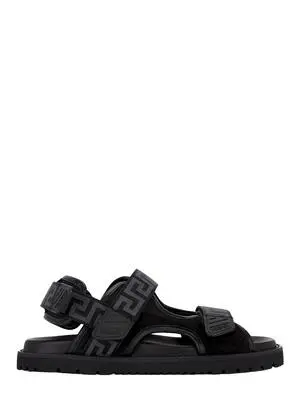Versace Greek Ribbon Strap Sandals - Black & Anthracite