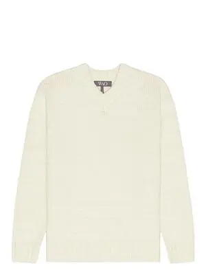 WAO Slub Yarn V-neck Sweater - Ivory