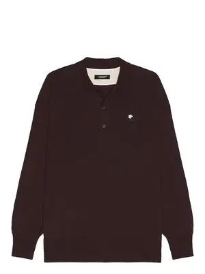 UNDERCOVERISM Long Sleeve Polo Shirt In Burgundy - Bordeaux