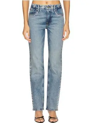 Good American Good Icon Studded Straight Jeans - Indigo895