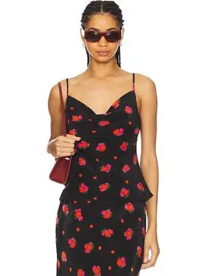 Bardot Monroe Cowl Neck Cami - Black Floral