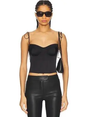 Good American Satin Bustier Top - Black001