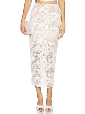 ELLIATT Vonni Floral Sequin Skirt - White