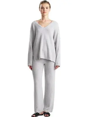 Natori Aura Heather V-neck Top - Grey