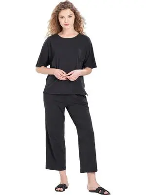 Natori Ease Short Sleeve Top - Black