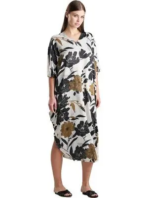 Natori Peony Blossom V-neck Caftan - Neutral