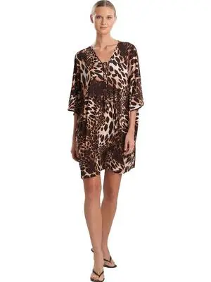 Natori Leopard Jersey Cover-up - Neutral