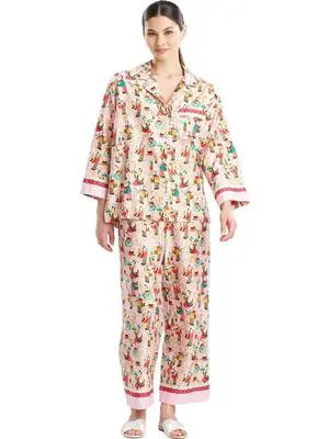 Natori Tea Garden Notch Pj - Pink