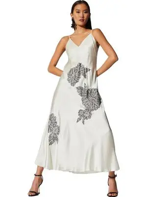 Natori Couture Miyoshi Embroidered Silk Slip Dress - White