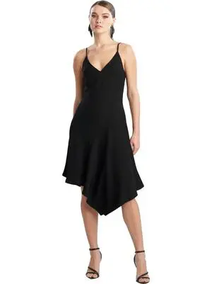 Natori Stretch Crepe Asymmetric Dress - Black