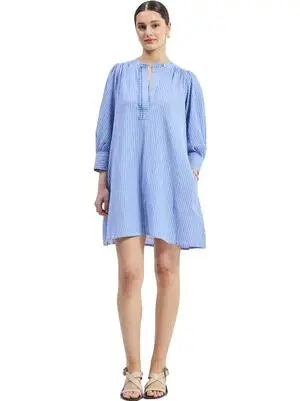 REISTOR Oversized Tunic Dress With Optional Belt - Stripe