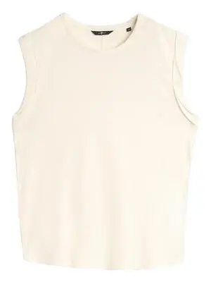 7 For All Mankind Linen Blend Muscle Tee - Neutral
