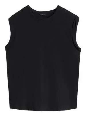 7 For All Mankind Linen Blend Muscle Tee - Black