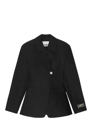 GANNI Appliqué Double-breasted Blazer - Black