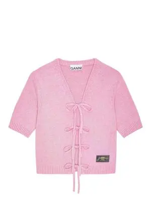 GANNI Short-sleeve Cardigan - Pink