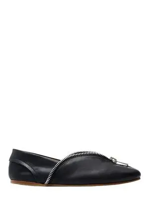 JW Anderson Zip-detail Leather Ballerina Flats - Black