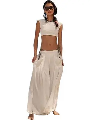 Free People Free People Crinkled Dune Pant Ivory