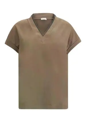 Brunello Cucinelli V-neck Top - Brown