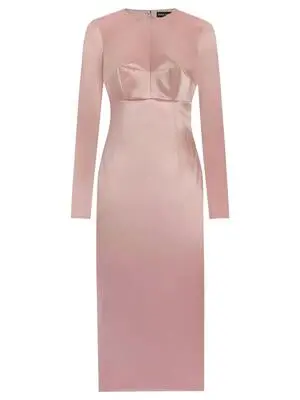 Dolce & Gabbana Round-neck Satin Midi Dress - Pink