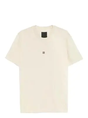 Givenchy 4g-embroidery Cotton T-shirt - Neutrals