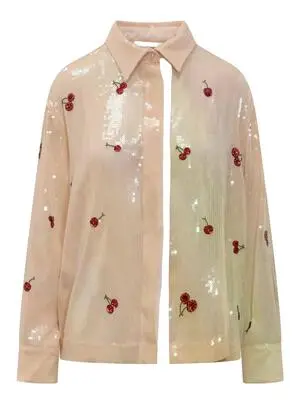 DES_PHEMMES Sequinned Shirt - Neutrals