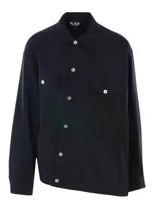 BLACK COMME DES GARÇONS Asymmetric Gabardine Jacket - Black