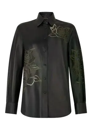 Roberto Cavalli Floral-detail Shirt - Black