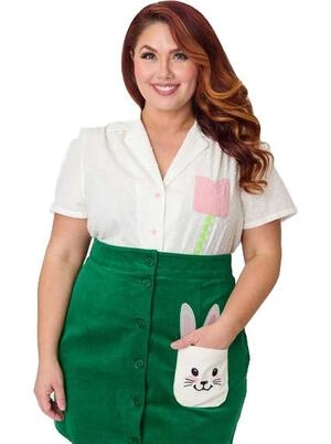Unique Vintage 1940s Blouse - White W/pocket Detail