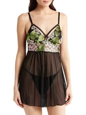 KILO BRAVA Lace & Mesh Babydoll - Hydrangea Night