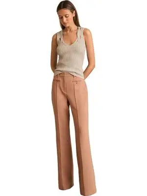 REISS Abbey Flared Trousers - Tan