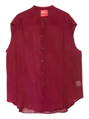 MERCI Semi-sheer Sleeveless Shirt - Red