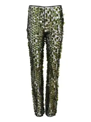 Coperni Sequinned Flared Trousers - Green