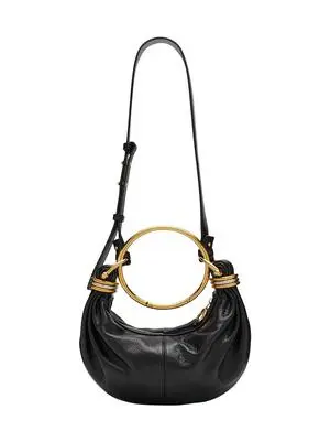 Chloé Mini Bracelet Grained Leather Shoulder Bag - Black
