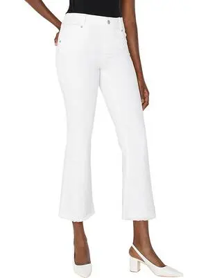 LIVERPOOL Gia Glider Crop Flare Jeans - Bright White Paisley