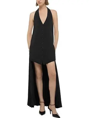 Helmut Lang Pleated High-low Dress - Black