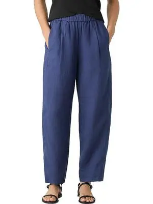 Eileen Fisher Linen Pleated Lantern Ankle Pants Bluette