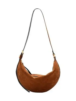 ALLSAINTS Allsaints Halfmoon Suede Shoulder Bag Cognac Brown