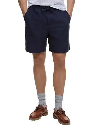 Barbour Relaxed Fit Linen Blend Shorts - Navy