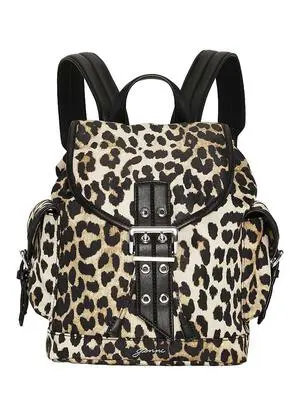 GANNI GANNI Leopard Print Nylon Bucky Backpack Leopard