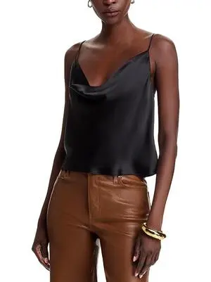 L'Agence Calista Silk Cowl Neck Camisole Black