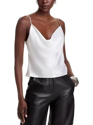 L'Agence Calista Silk Cowl Neck Camisole - White