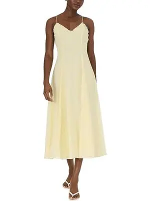 FRENCH CONNECTION Raya Chiffon Ruffle Neck Midi Dress