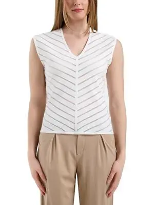 CAPSULE 121 Panelled V-neck Top - Chalk